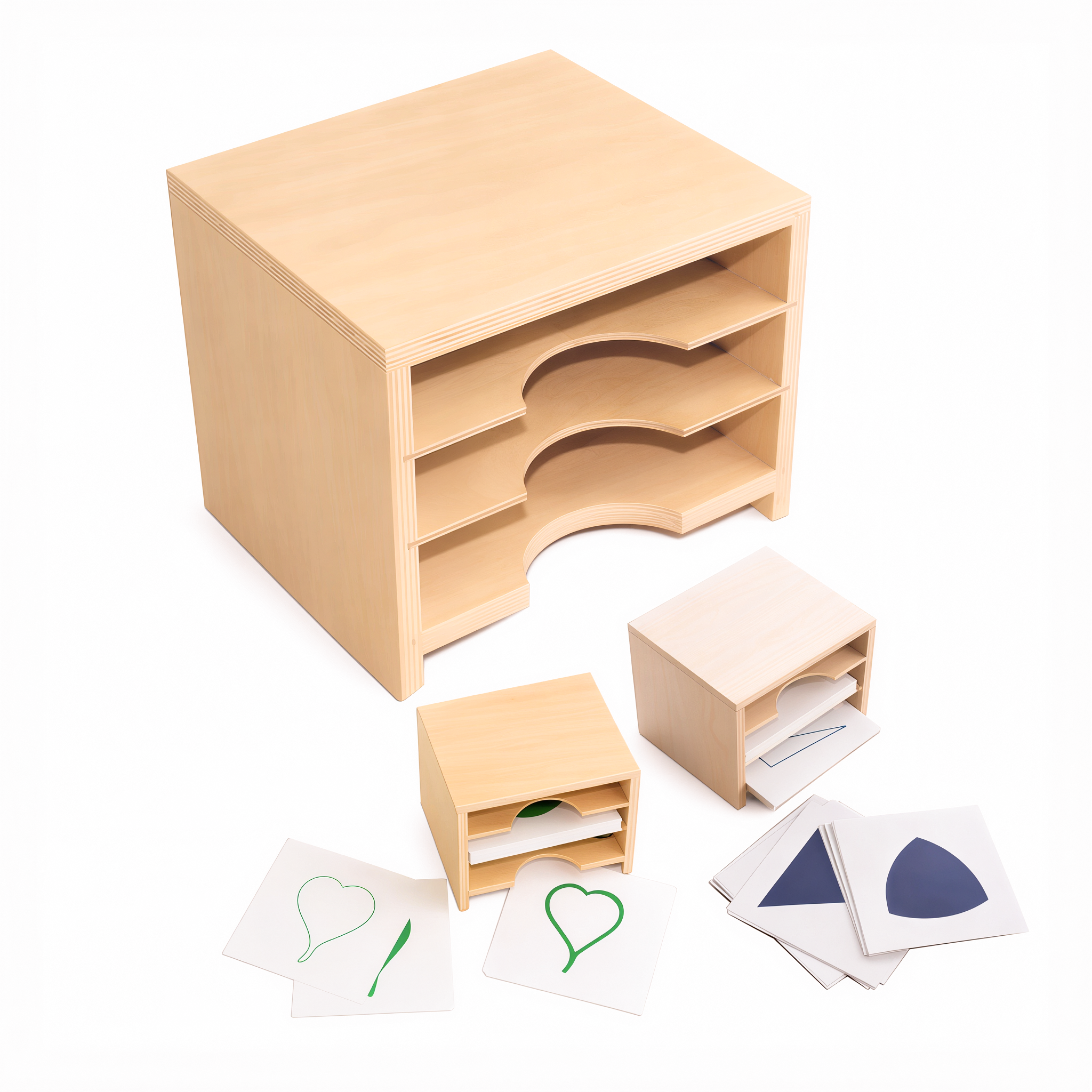 Cabinet for Geometric Form Cards & Leaf Cards (3 Shelves) – Montessori ...