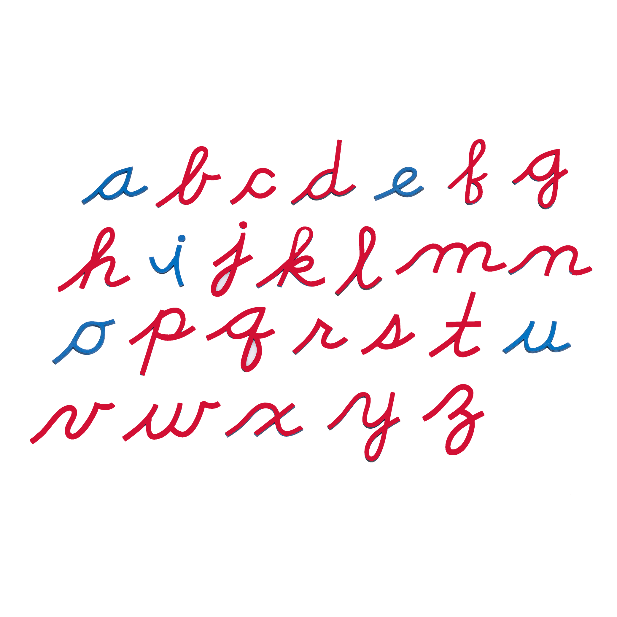 Medium Movable Alphabet (Cursive, Mix Blue & Red) – Montessori Outlet, Inc.